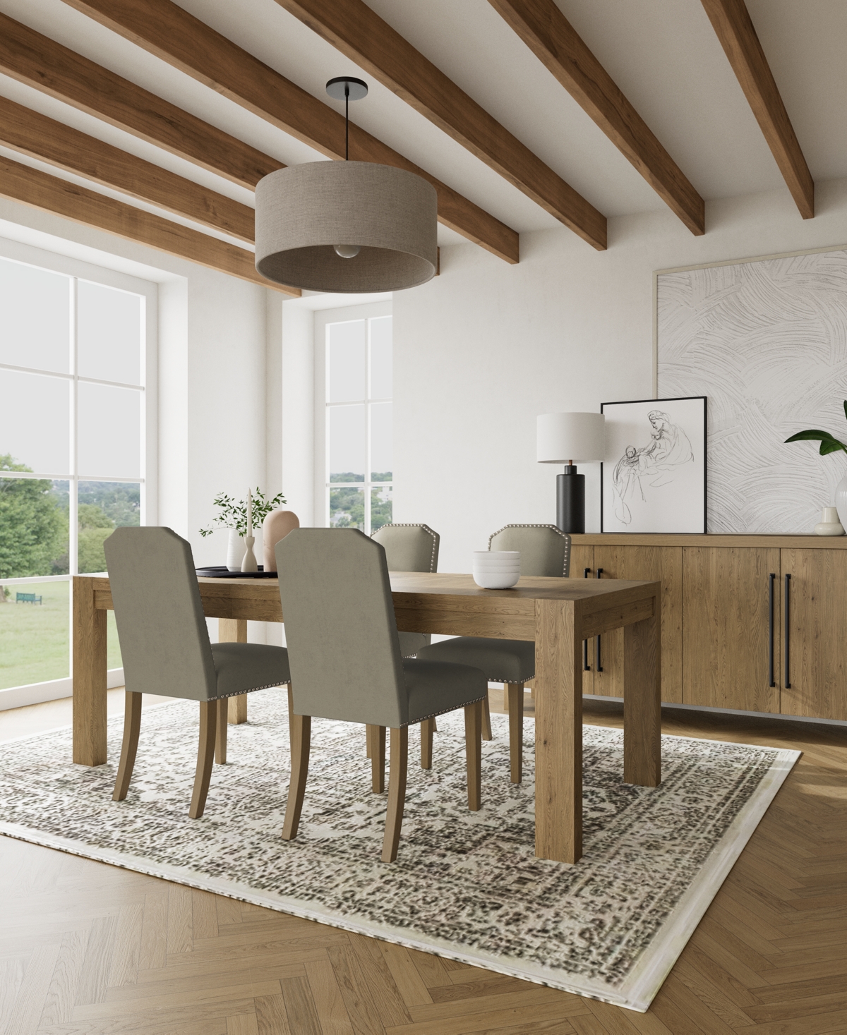 Click here for 5pc Dining Set (Davie Rectangular Table & 4 Hinsen... prices
