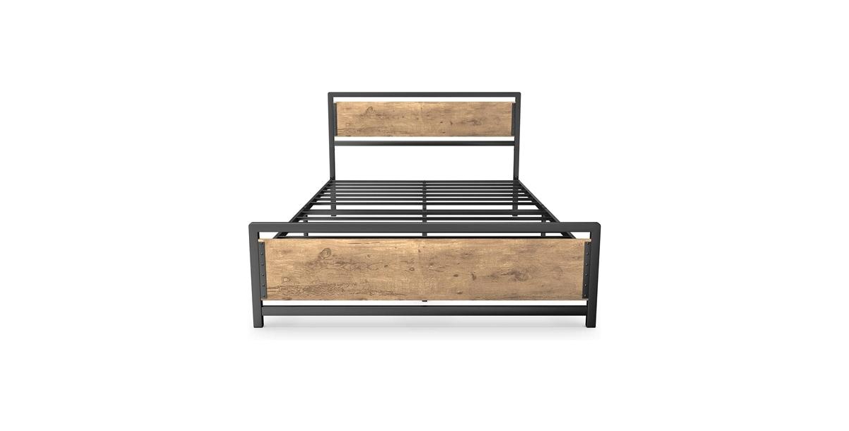 Click here for Slickblue Industrial Wood Platform Bed Frame with... prices