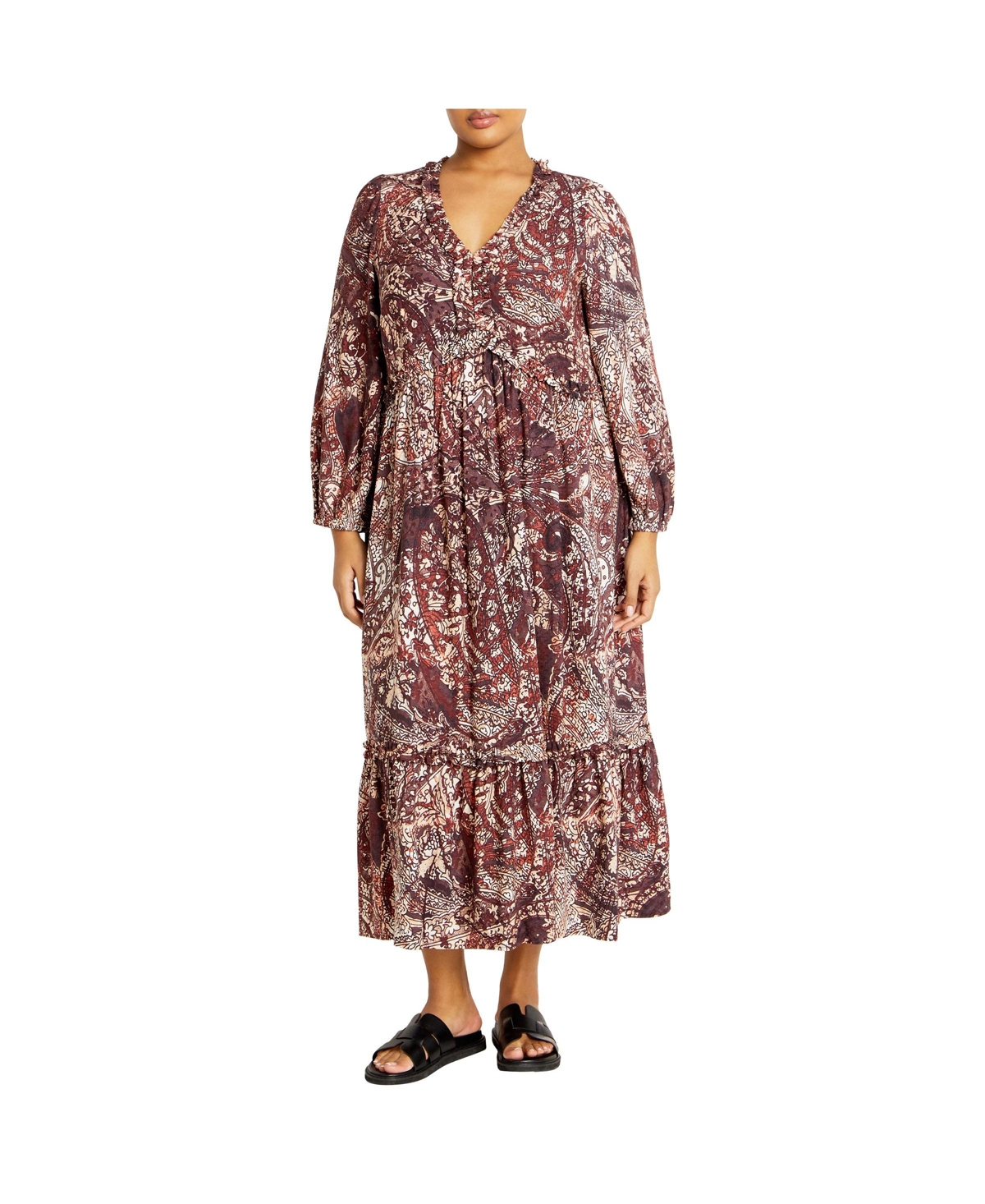 Click here for Plus Size Gaia Print Dress - Cocoa paisley prices