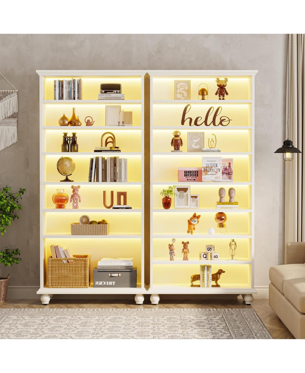 Click here for Tribesigns 2 Set 9-Tier Tall Bookcase with Led Lig... prices