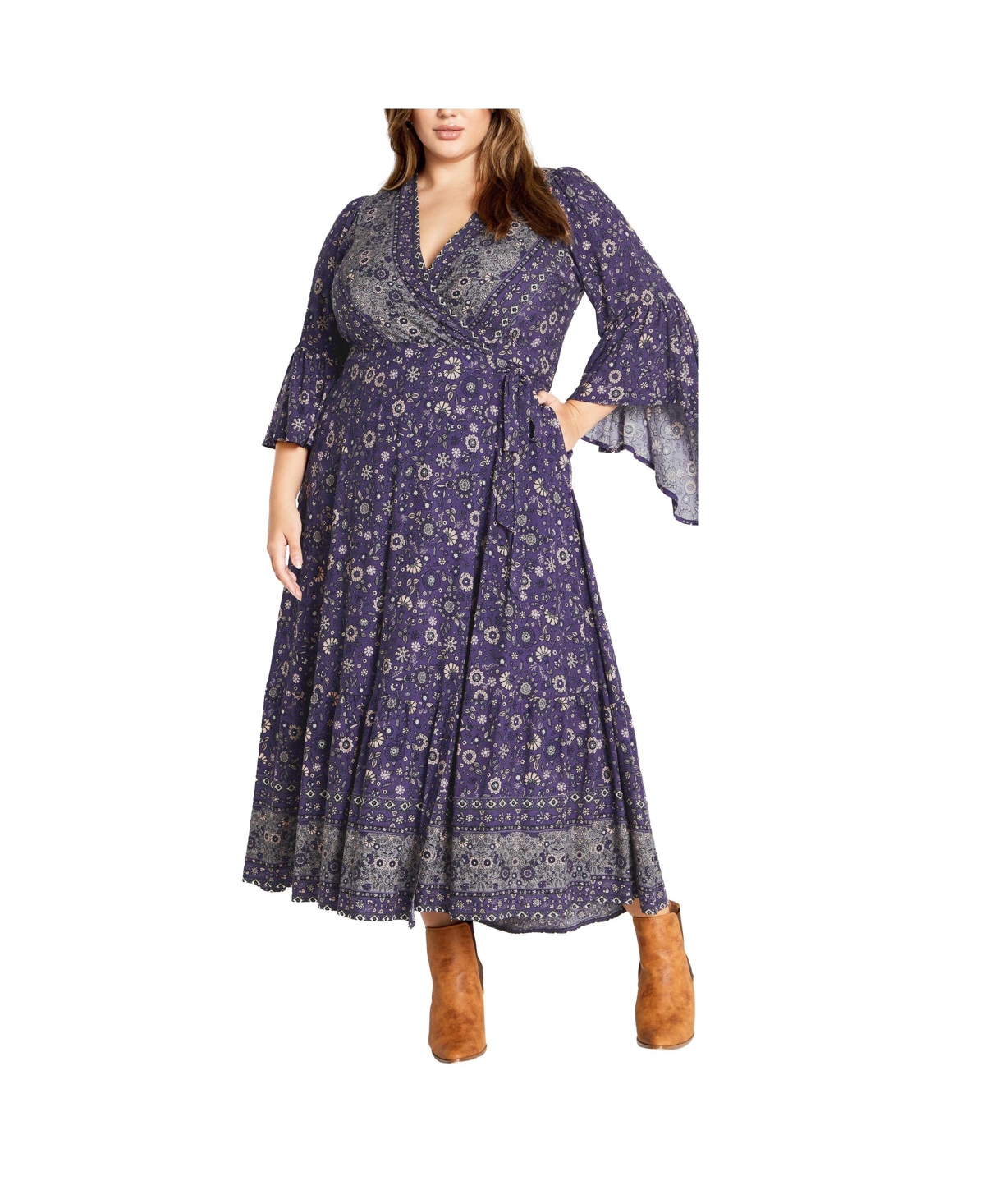 Click here for Plus Size Belle Wrap Maxi Dress - Blue prices