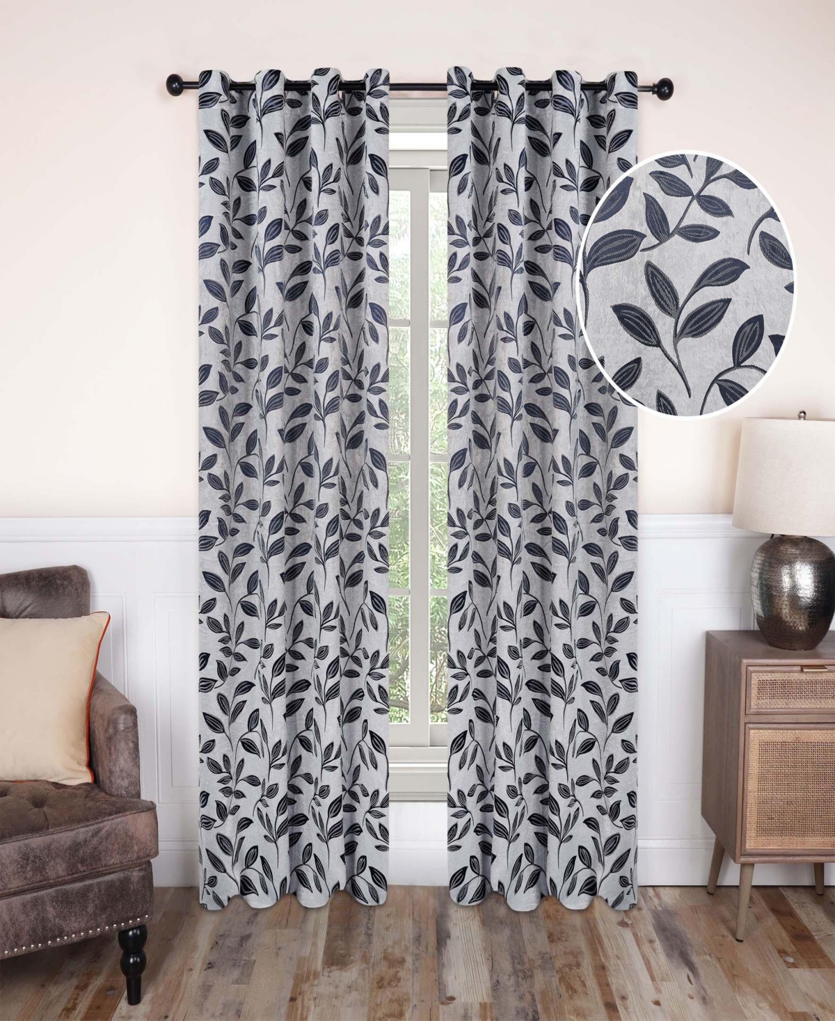 Click here for Superior Modern Leaves Room Darkening Grommet Top... prices