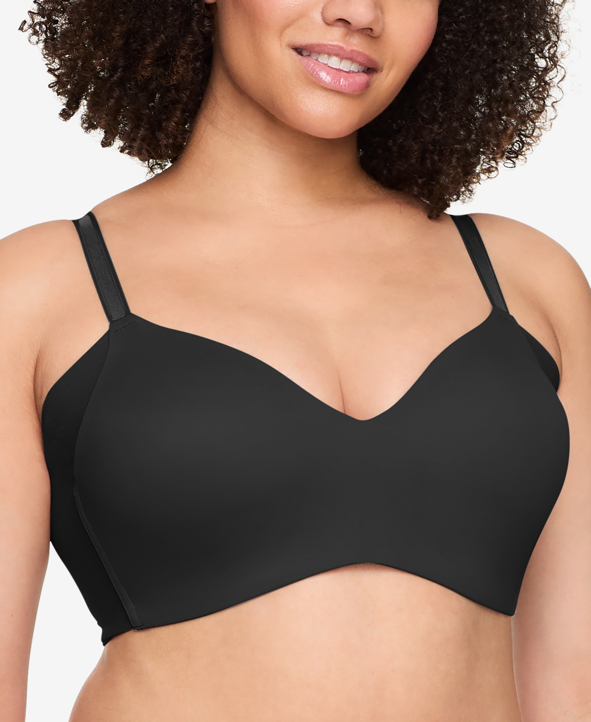 Warners Womens No Side Effects Underarm-Smoothing Wireless Bra RM3061A - Black