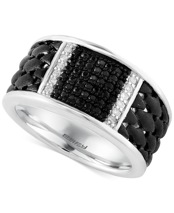 EFFY Collection Gento By EFFY Men's White and Black Sapphire Ring (1/2 ...
