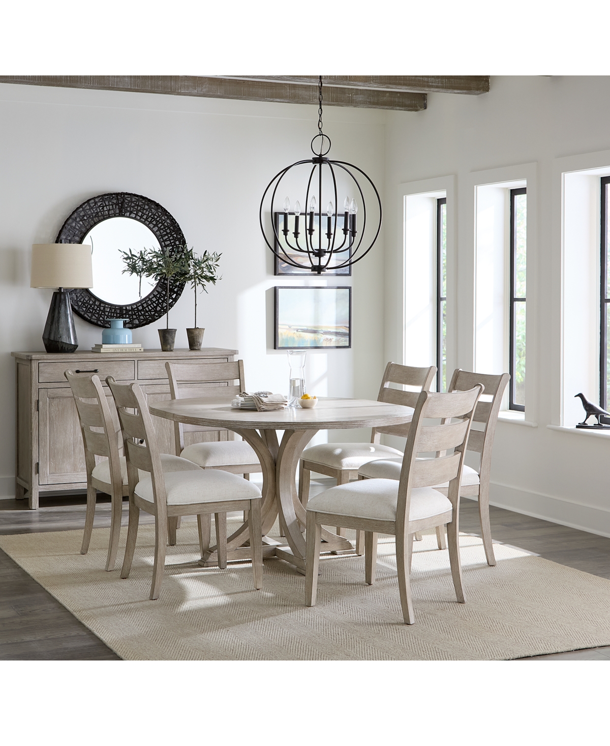 Click here for Sadie 7-Pc. Round Dining Set (Table & 6 Ladder Bac... prices