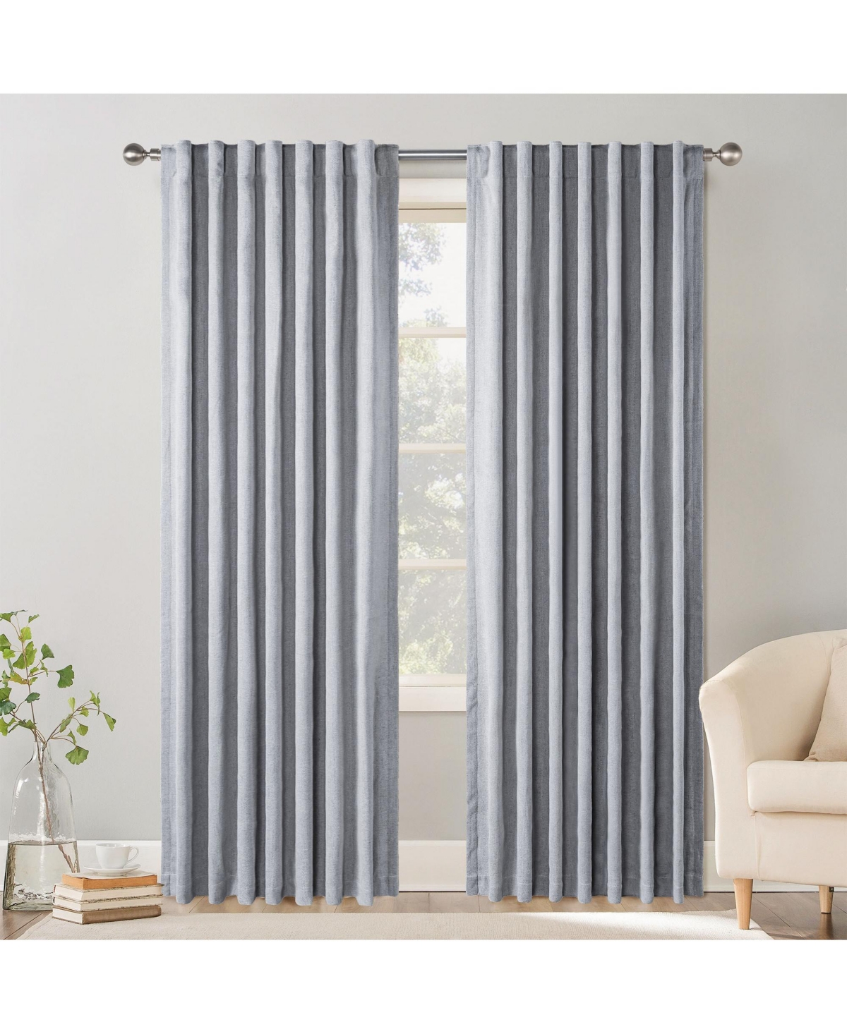 Click here for Chenille Blackout Back Tab Curtains Pair  52X84 -... prices