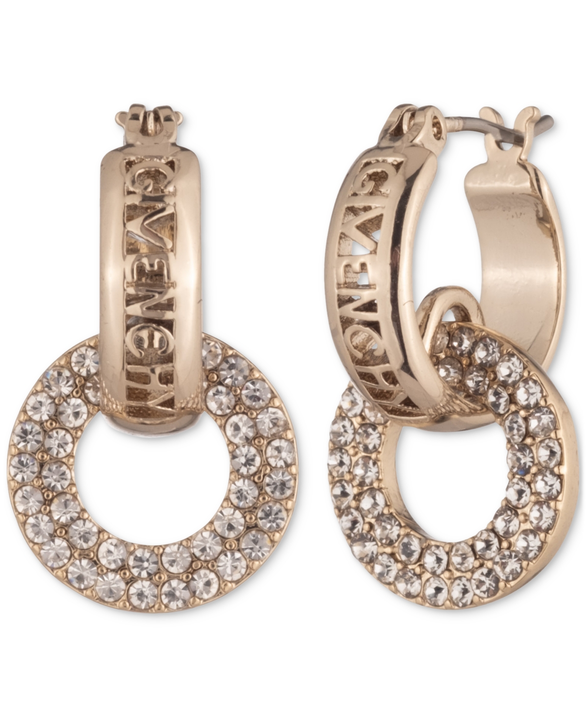 Click here for Givenchy Gold-Tone Pave Link Charm Logo Hoop Earri... prices