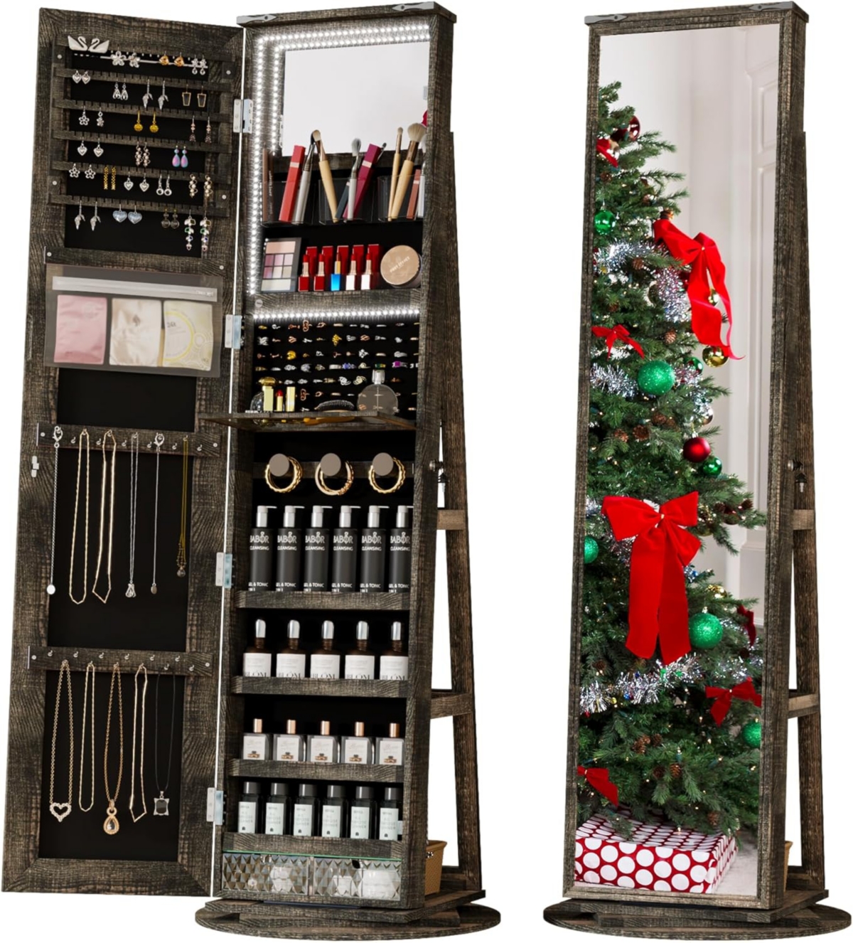 Click here for Vlsrka Floor / Wall Full Length Mirror - Brown prices