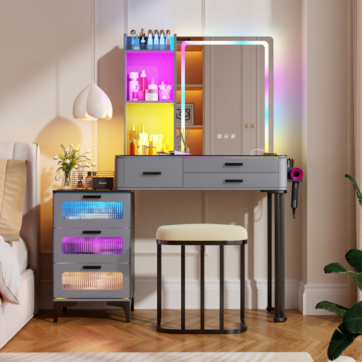 Click here for Vlsrka Vanity Makeup Desk with Mirror and Lights -... prices