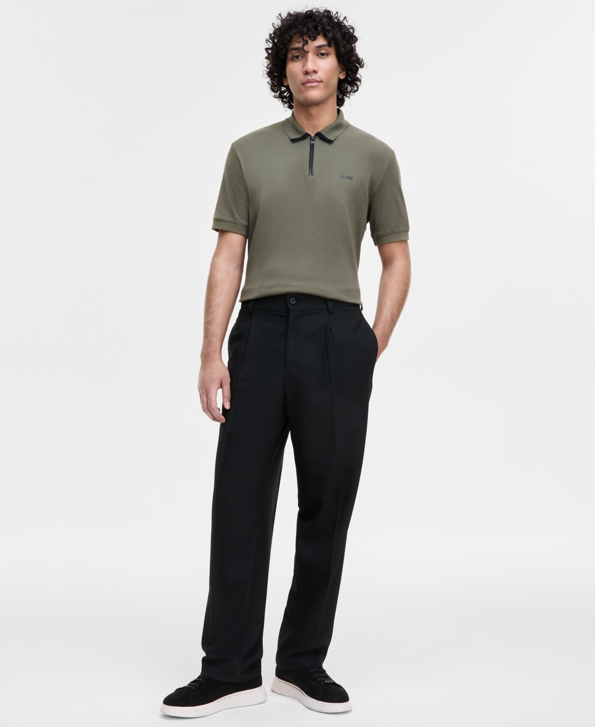 Click here for Hugo by Hugo Boss Mens Modern-Fit Black Pants - Bl... prices