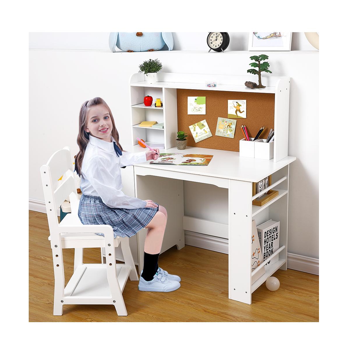 Click here for gaomon Wooden Study Desk and Chair Set for Kids Wh... prices