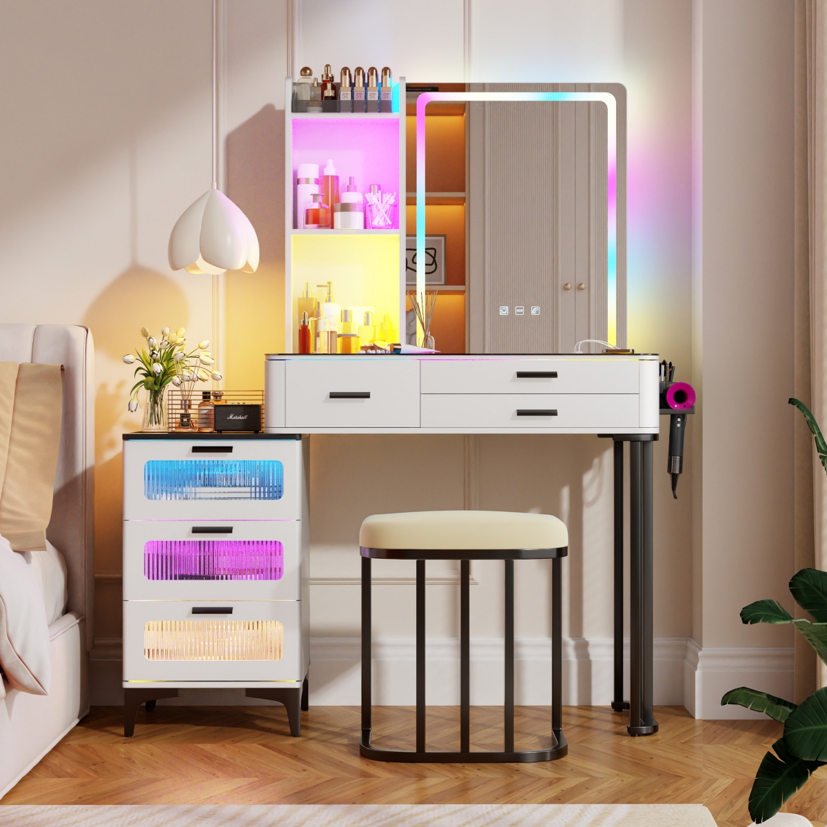 Click here for Vlsrka Vanity Makeup Desk with Mirror and Lights -... prices