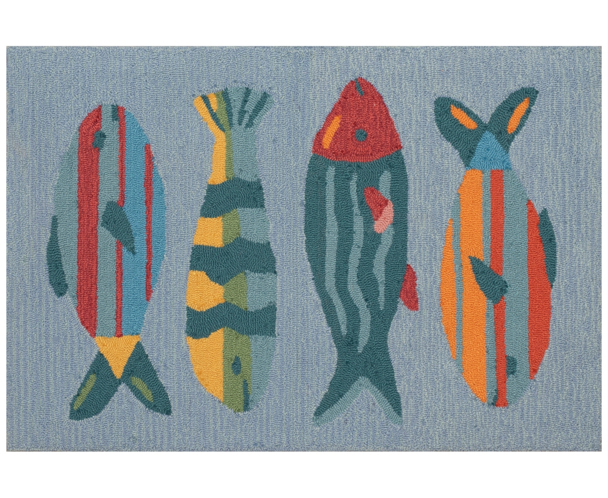 Click here for Liora Manne Frontporch Fishes 26x4 Area Rug - Aqua prices
