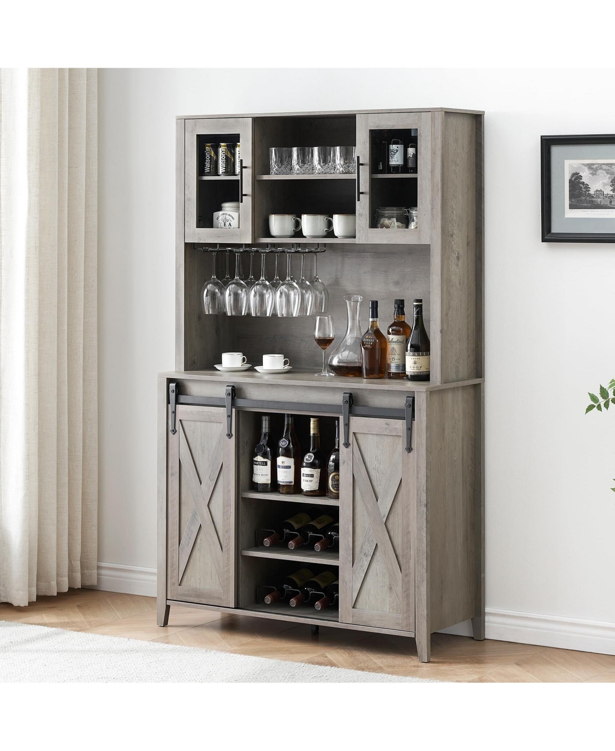 Click here for gaomon 70 Farmhouse Bar Wine Cabinet with Sliding... prices