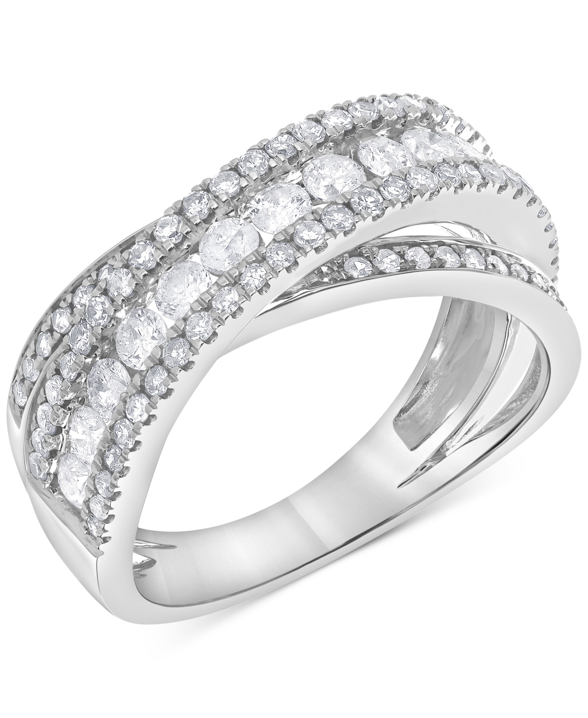 Click here for Diamond Channel-Set Crossover Ring (1 ct. t.w.) in... prices