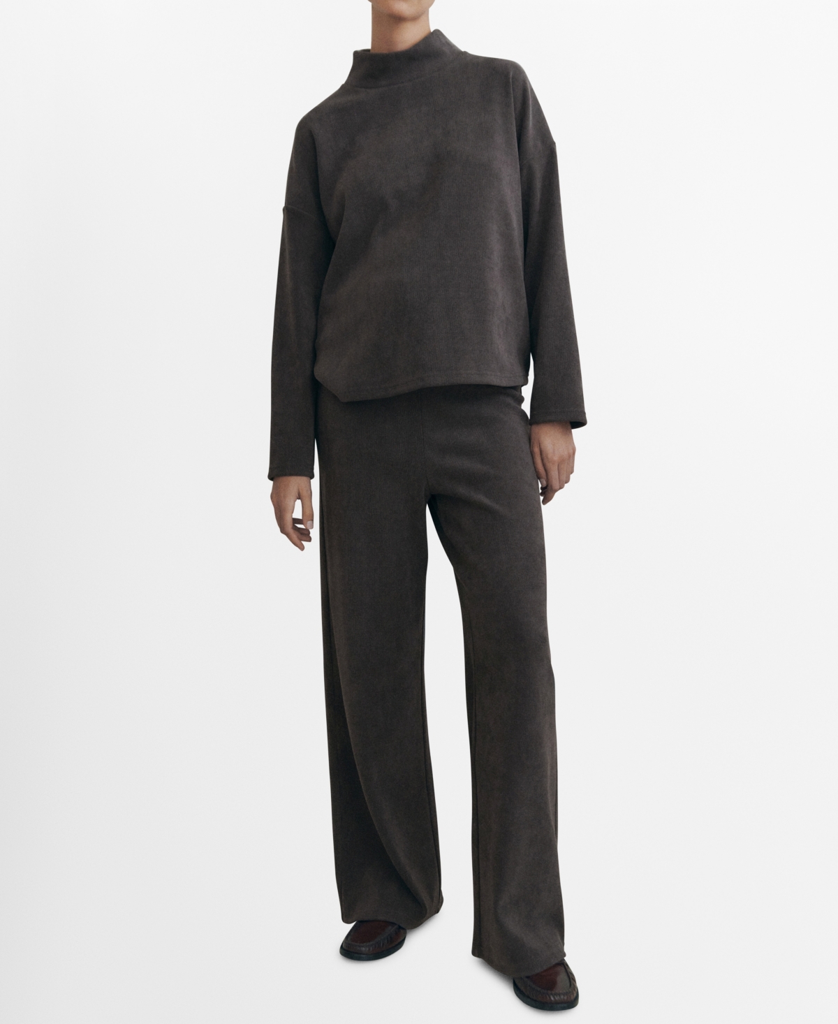 Click here for Mango Womens Elastic Waist Corduroy Pants - Dark H... prices