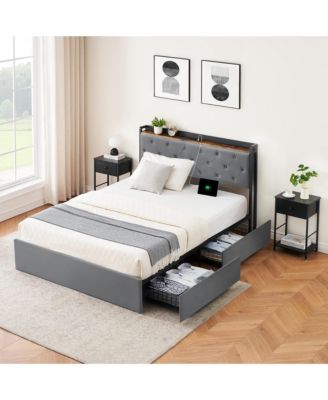 Click here for Gaomon Size Bed Frame With 4 Storage Drawers Charg... prices