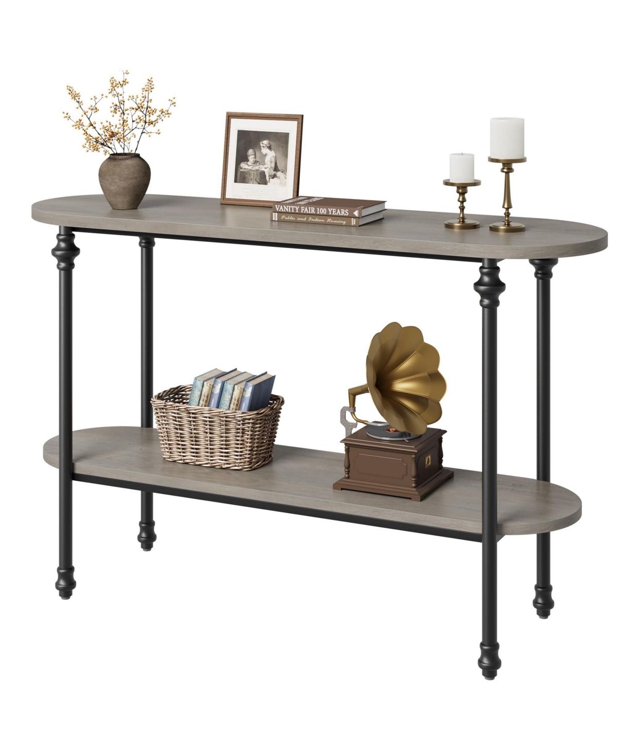 Click here for gaomon Narrow Entryway Table  2 Tier Industrial Co... prices