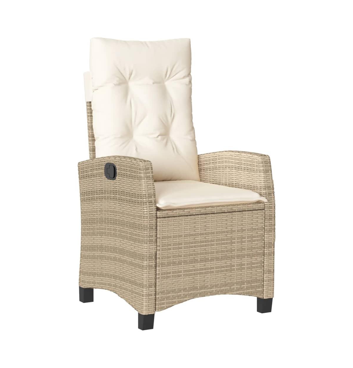 Click here for Reclining Patio Chair with Cushions Beige Poly Rat... prices