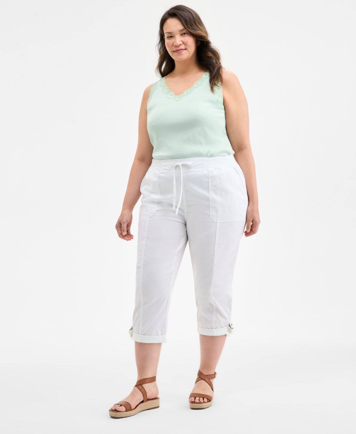 Click here for Style & Co Plus Size D-Ring Cuffed Capri Pants  Ex... prices