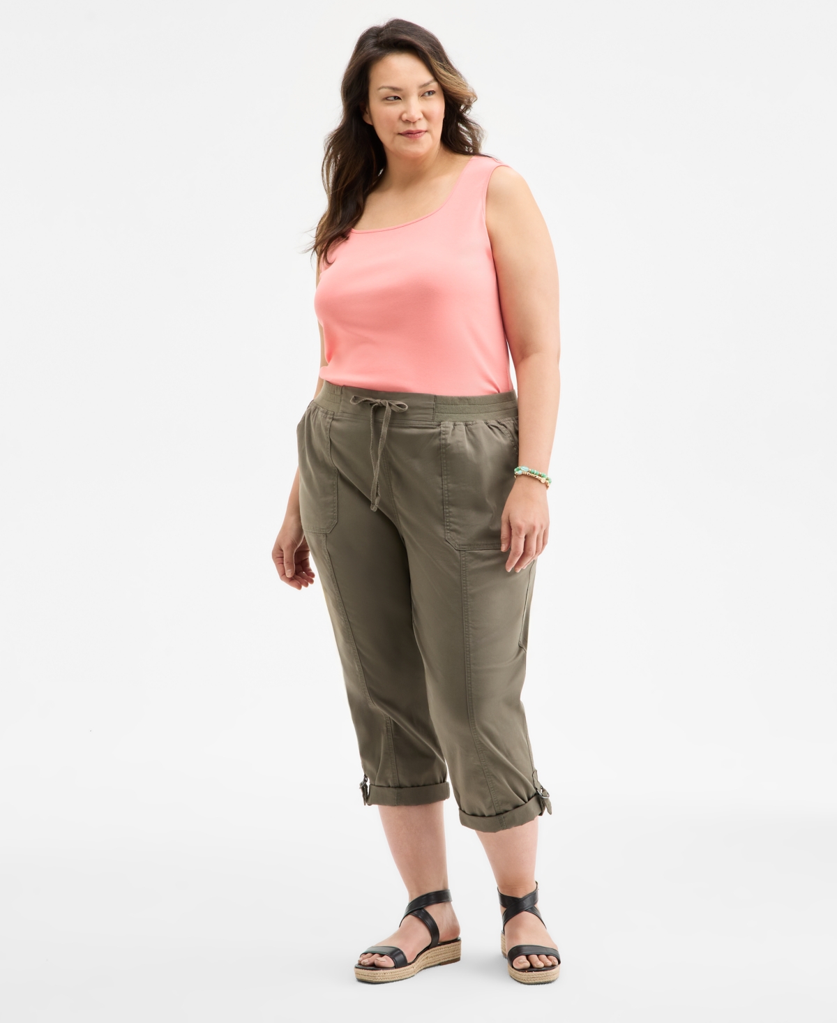 Click here for Style & Co Plus Size D-Ring Cuffed Capri Pants  Ex... prices