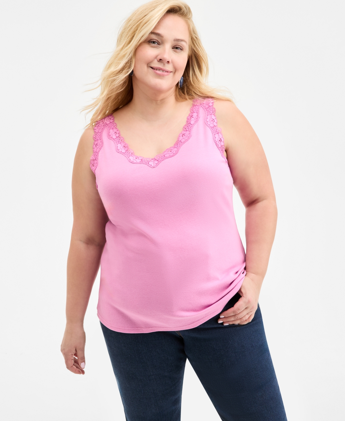 Click here for Style & Co Plus Size Lace-Trimmed Tank Top  Exclus... prices