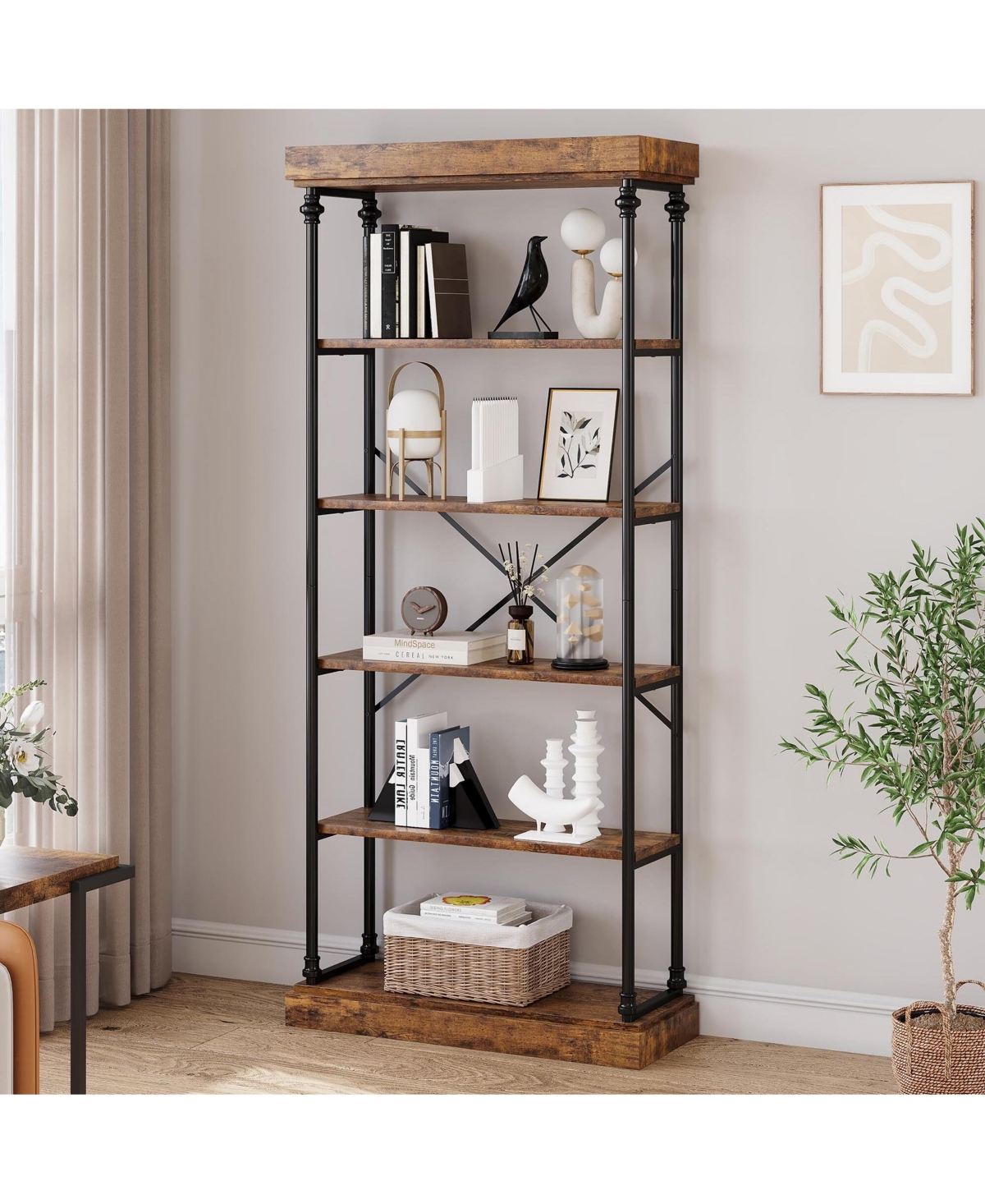 Click here for gaomon 6 Tier Bookshelf Industrial Bookcase Wood T... prices