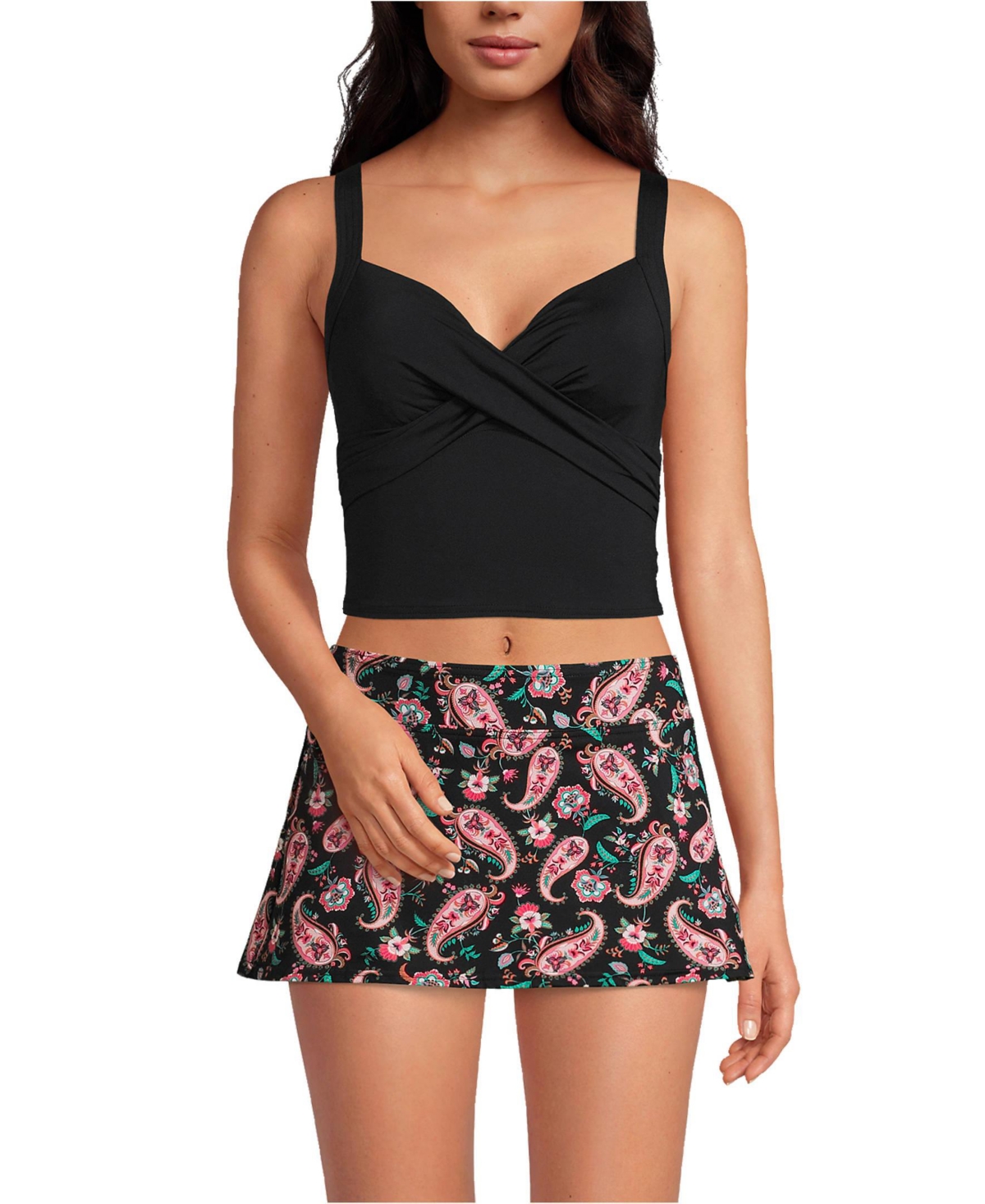 Click here for Lands End Womens Long Torso V-Neck Wrap Midkini To... prices
