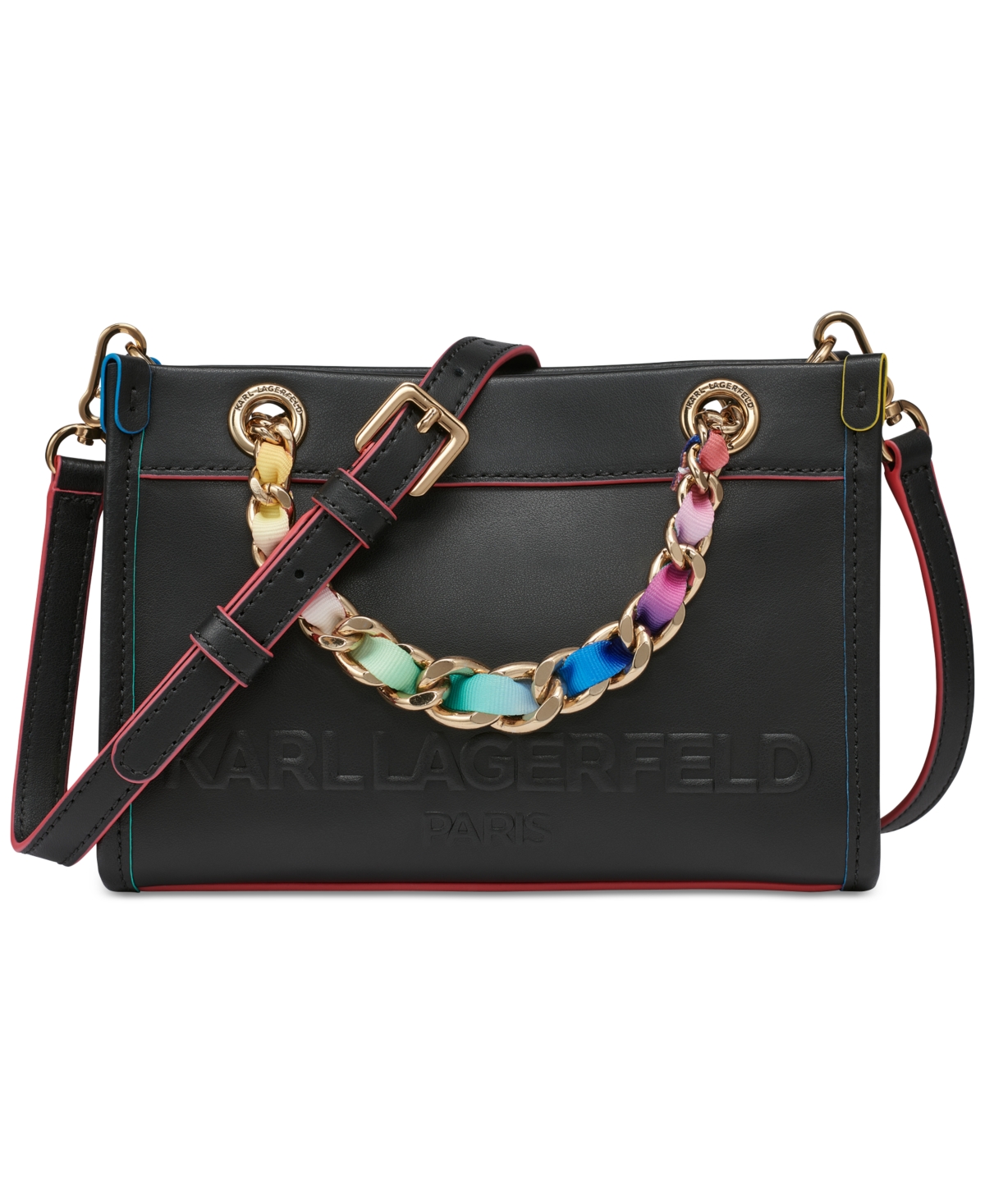 Karl Lagerfeld Paris Savoie Small Leather Crossbody - Black Multi Combo