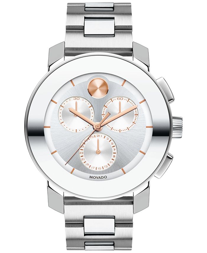 Movado Women's Swiss Chronograph BOLD Stainless Steel Bracelet Watch ...