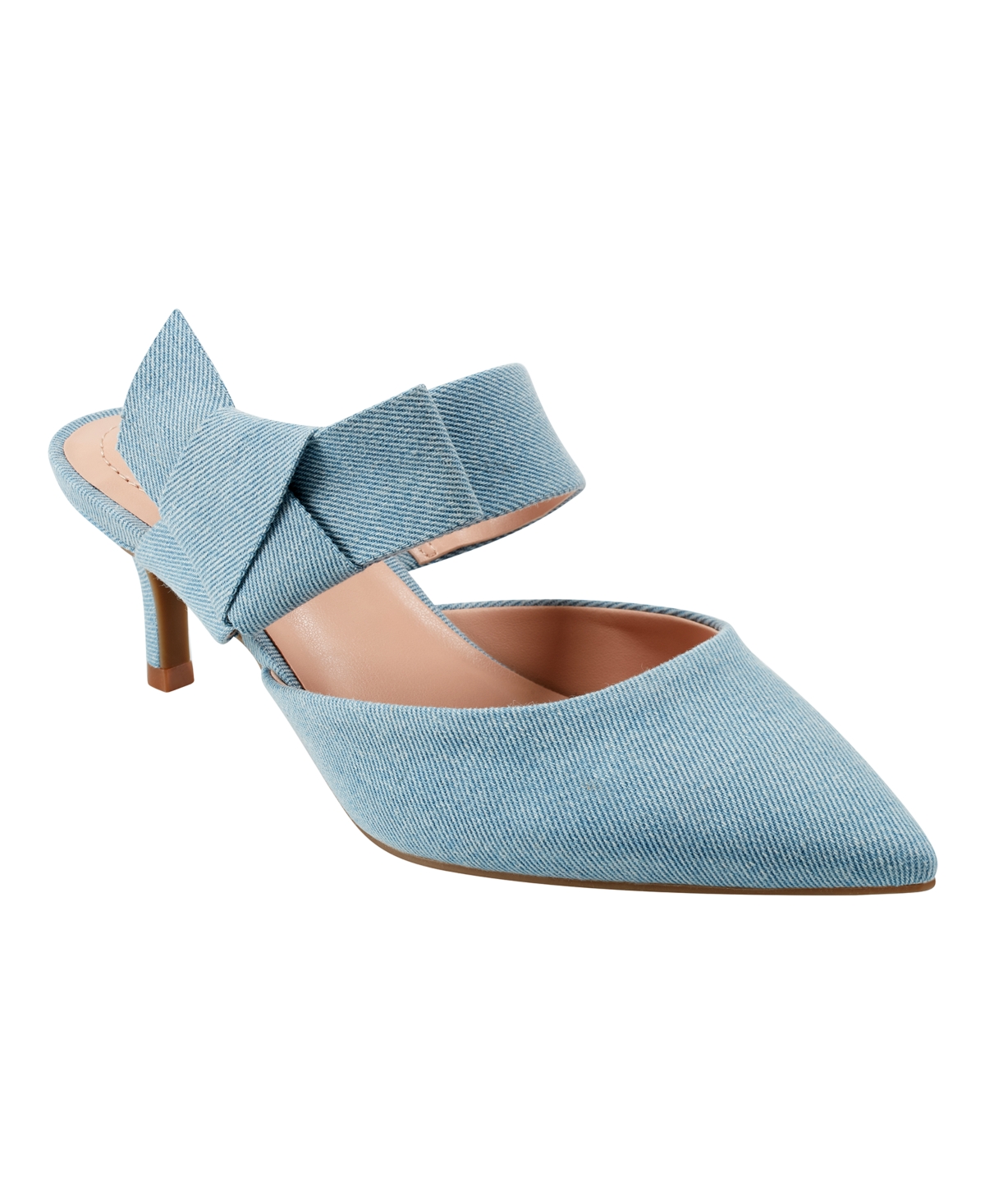 Bandolino Womens Millie Pointed Toe Kitten Heel Mules - Light Blue Denim