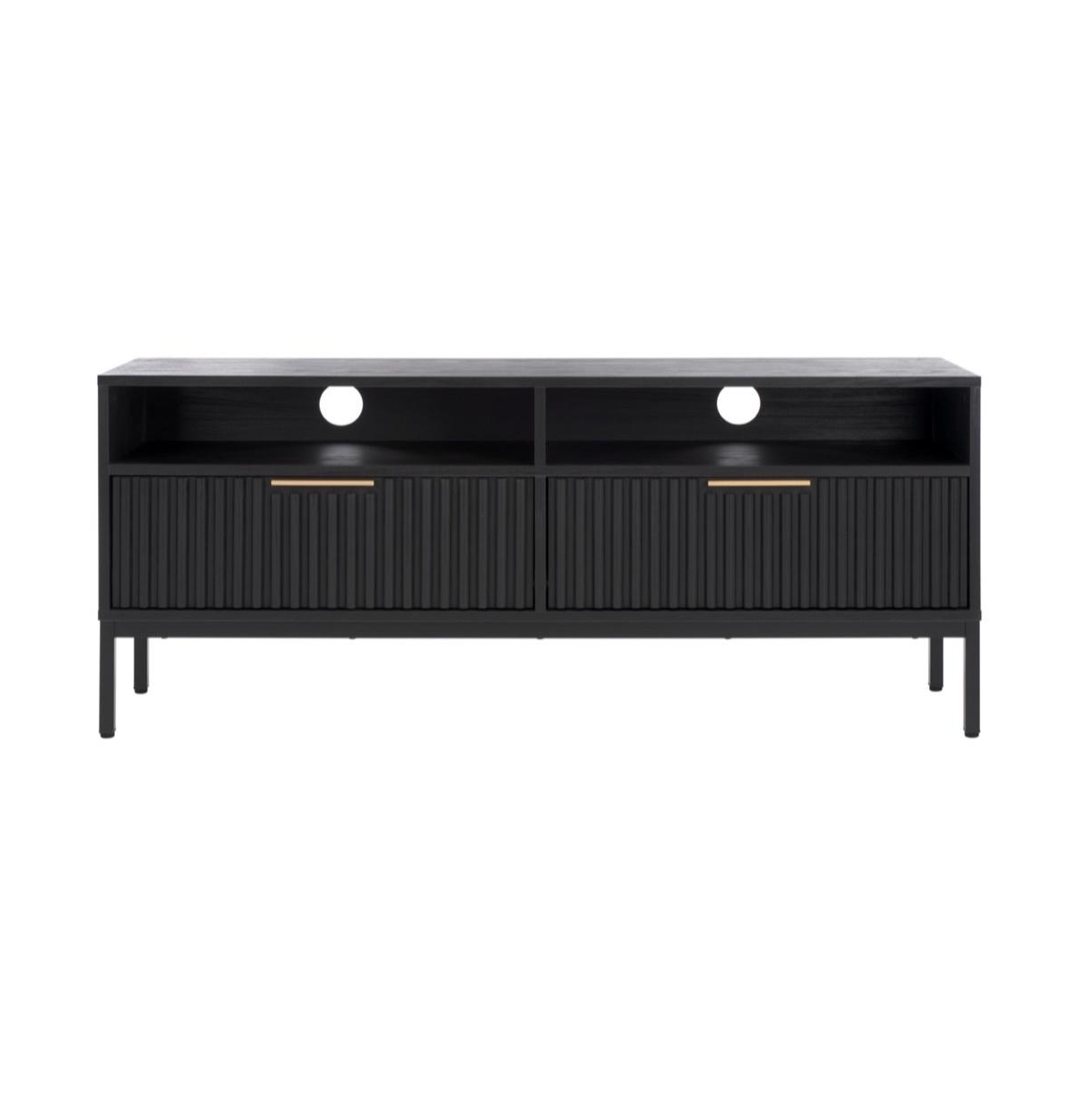 Lylia 2 Drawer 2 Shelf Media Stand - Black/gold