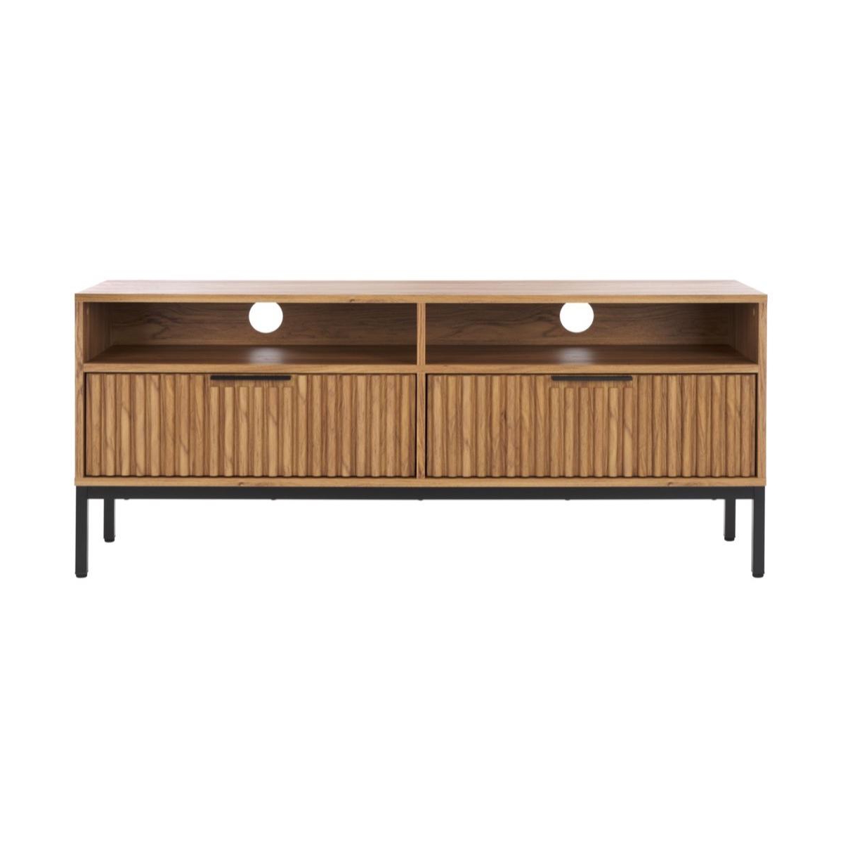 Lylia 2 Drawer 2 Shelf Media Stand - Oak/black