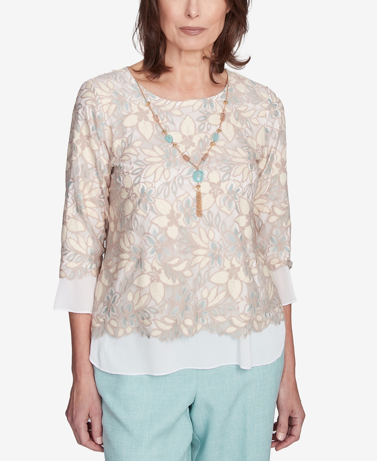 Click here for Alfred Dunner Womens Kensington Gardens Floral Lac... prices