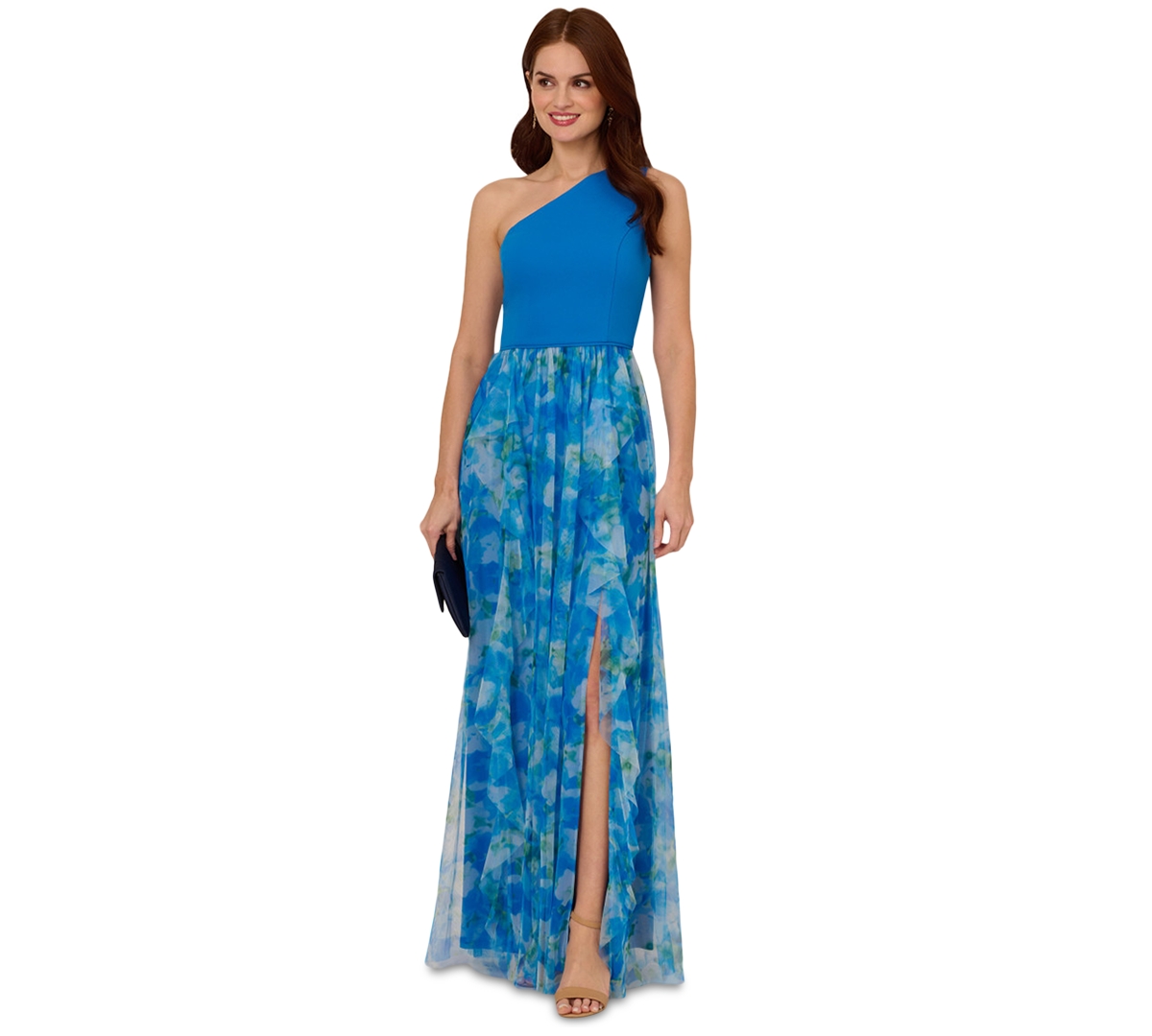 Click here for Adrianna Papell Womens Sweetpea Mixed-Media Gown -... prices