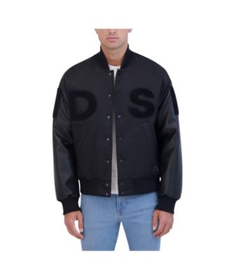 Hudson Jeans Men's Hdsn Logo Varsity Jacket With Leather Sleeves - Macy's
