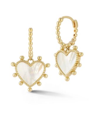 Rachel Zoe Fine Jewelry 14K Gold Mother of Pearl Beaded Heart Charm ...