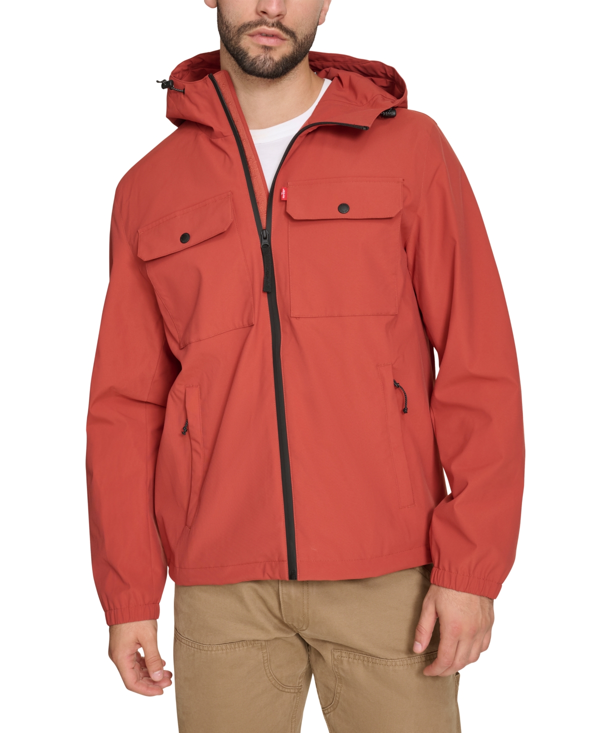 Click here for Levis Mens Hooded Rain Jacket - Red prices