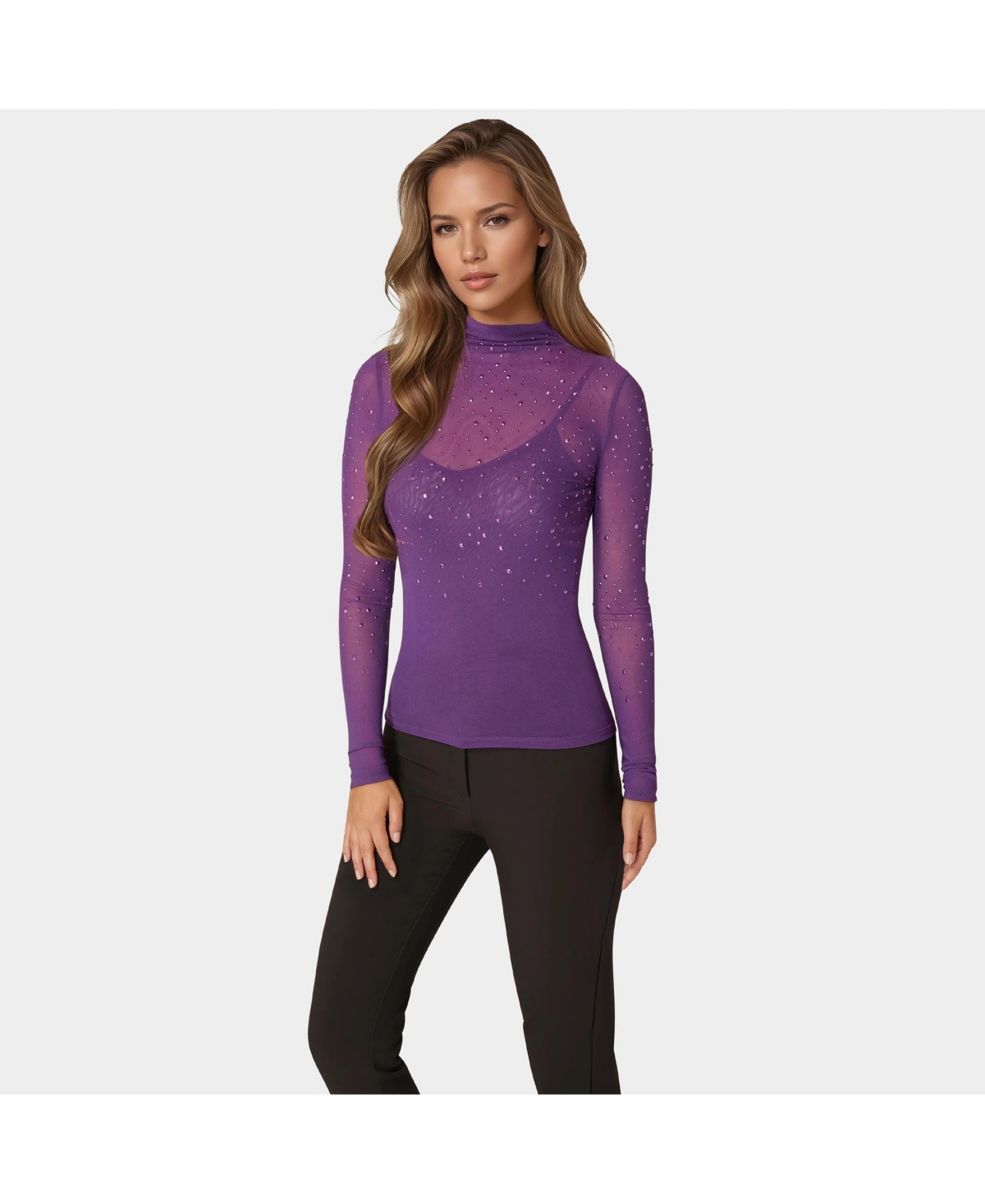 Click here for Bebe Womens Rhinestone Embellished Mesh Top & Cami... prices