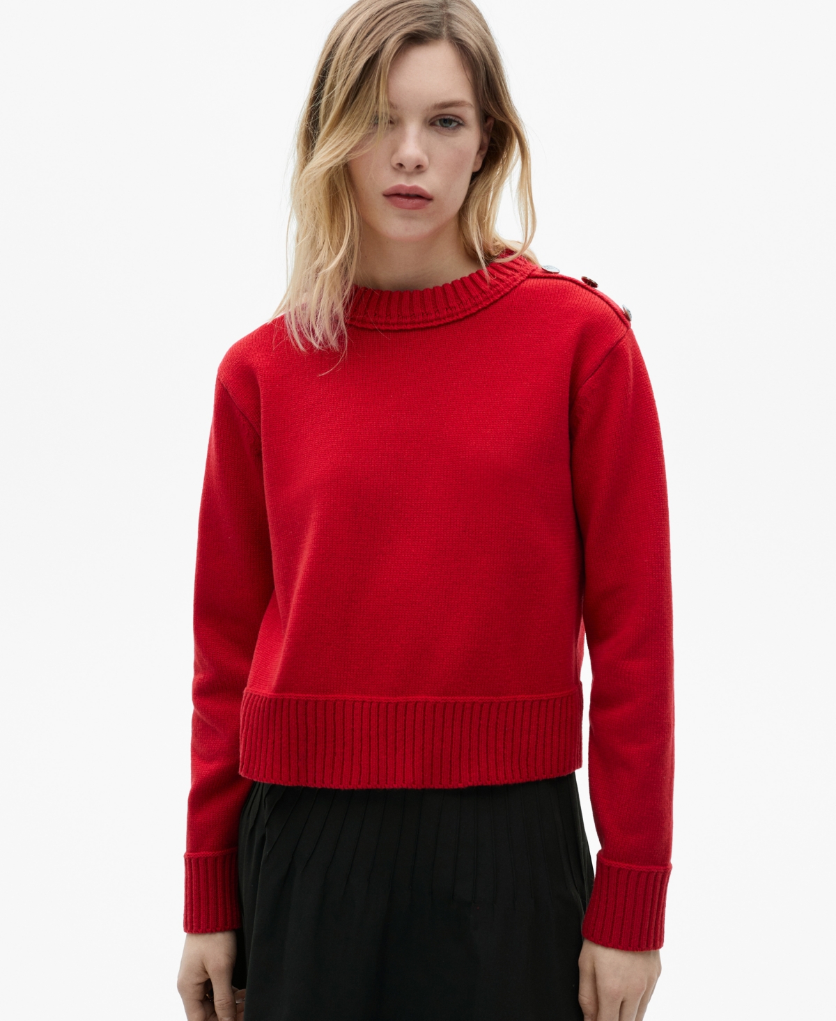 Click here for Mango Womens Jewel Buttons Knitted Sweater - Red prices