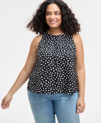 On 34th Trendy Plus Size Paint Dot Sleeveless Top, Exclusively at Macy ...