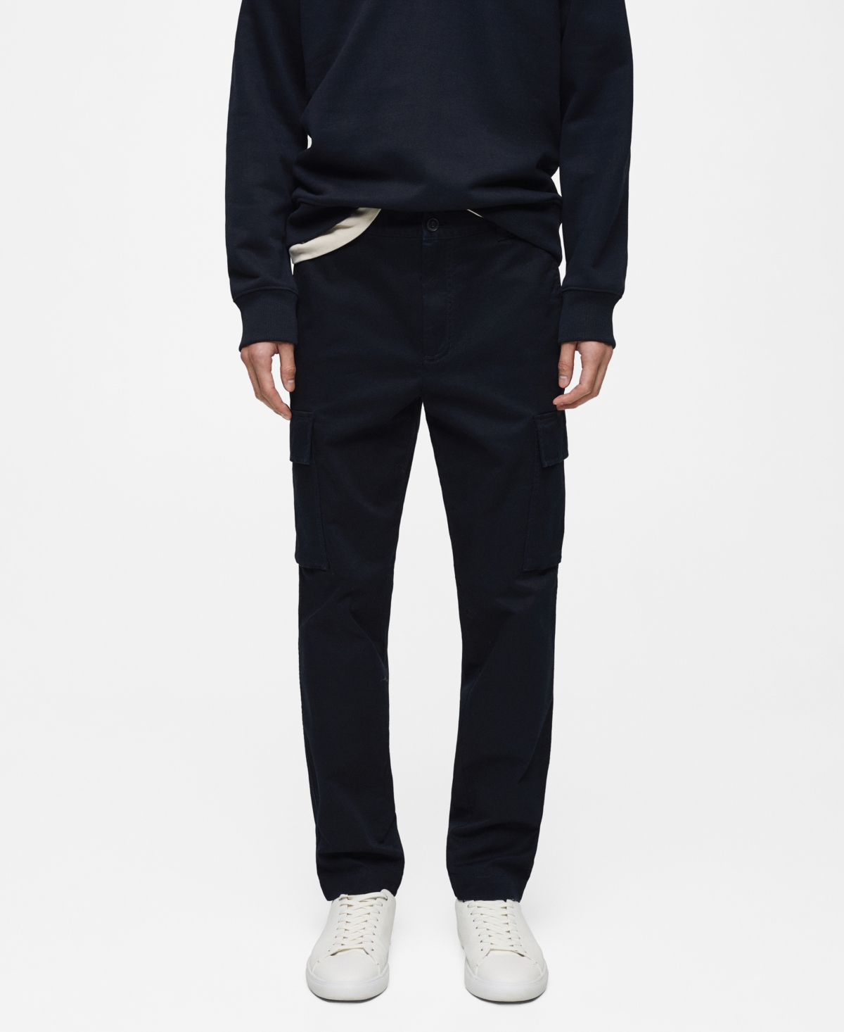 Click here for Mango Mens Regular-Fit Cotton Cargo Pants - Dark N... prices
