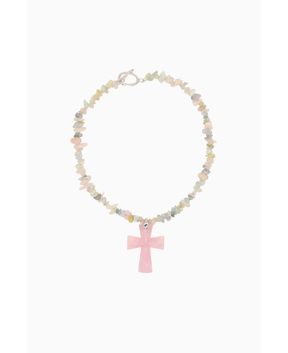 Click here for Pink Quartz Cross Necklace - Pink prices