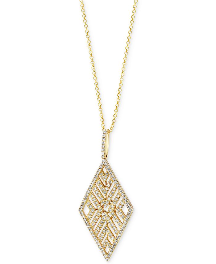 EFFY Collection D'Oro By EFFY® Diamond Geometric Pendant Necklace (5/8 ...