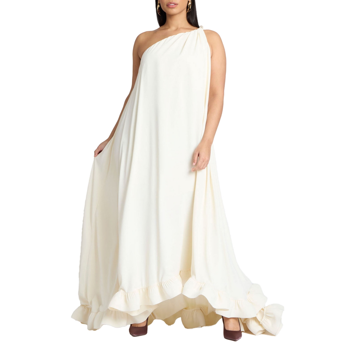 Click here for Eloquii Womens Dramatic Ruffle Gown - Sugar swizzl... prices