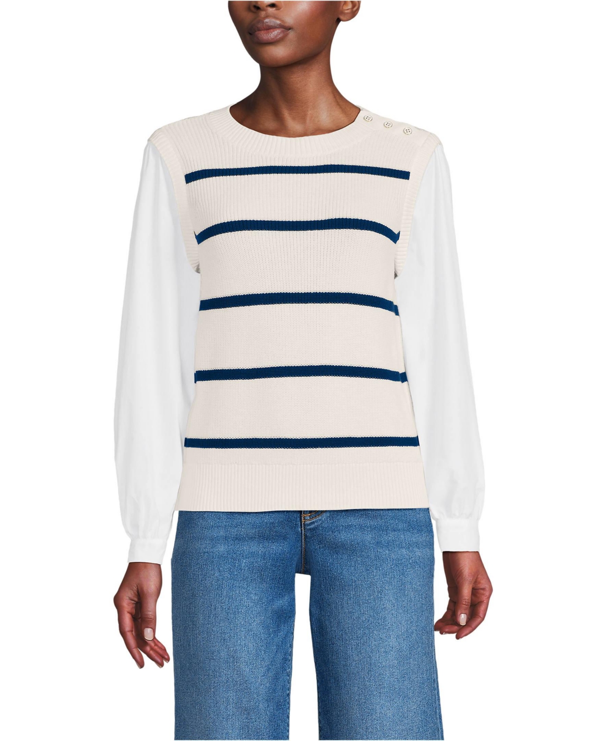 Click here for Lands End Womens Drifter Shaker Button Shoulder Sw... prices