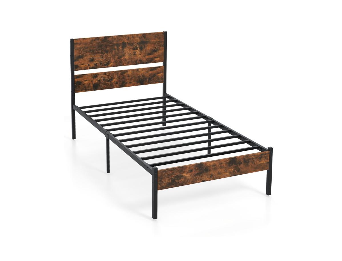 Click here for Metal Bed Frame with Wooden Headboard and Footboar... prices