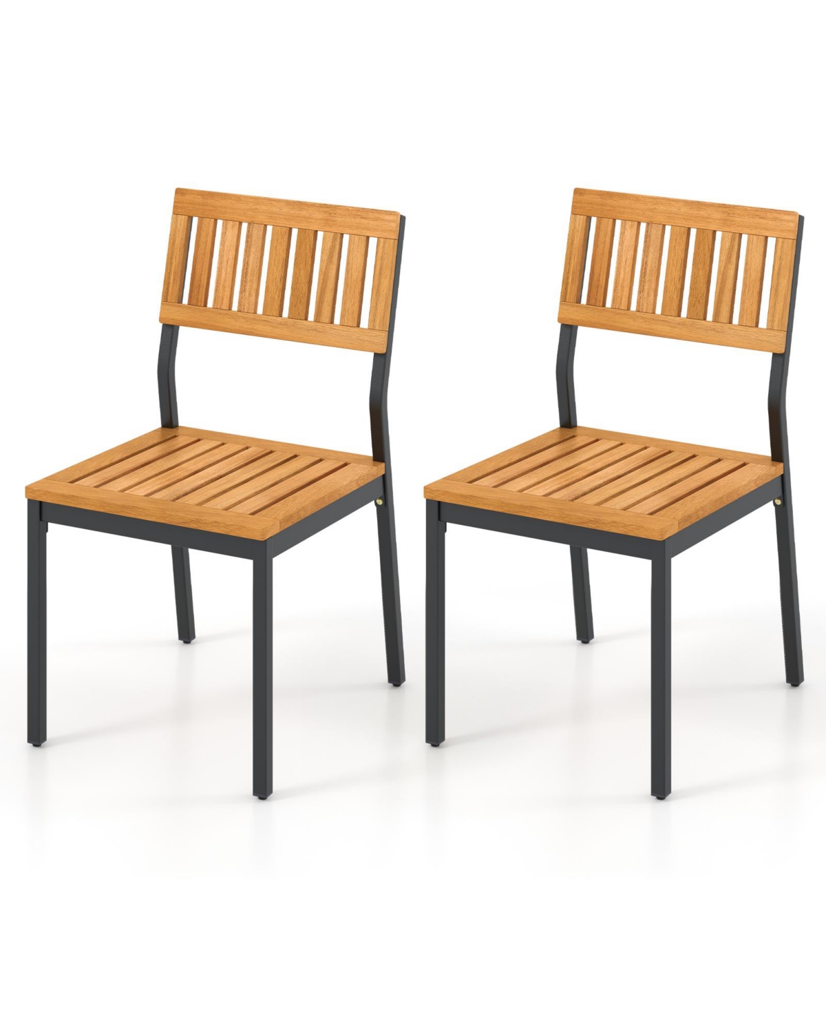Click here for Patio Dining Chair Set of 2 with Metal and Acacia... prices