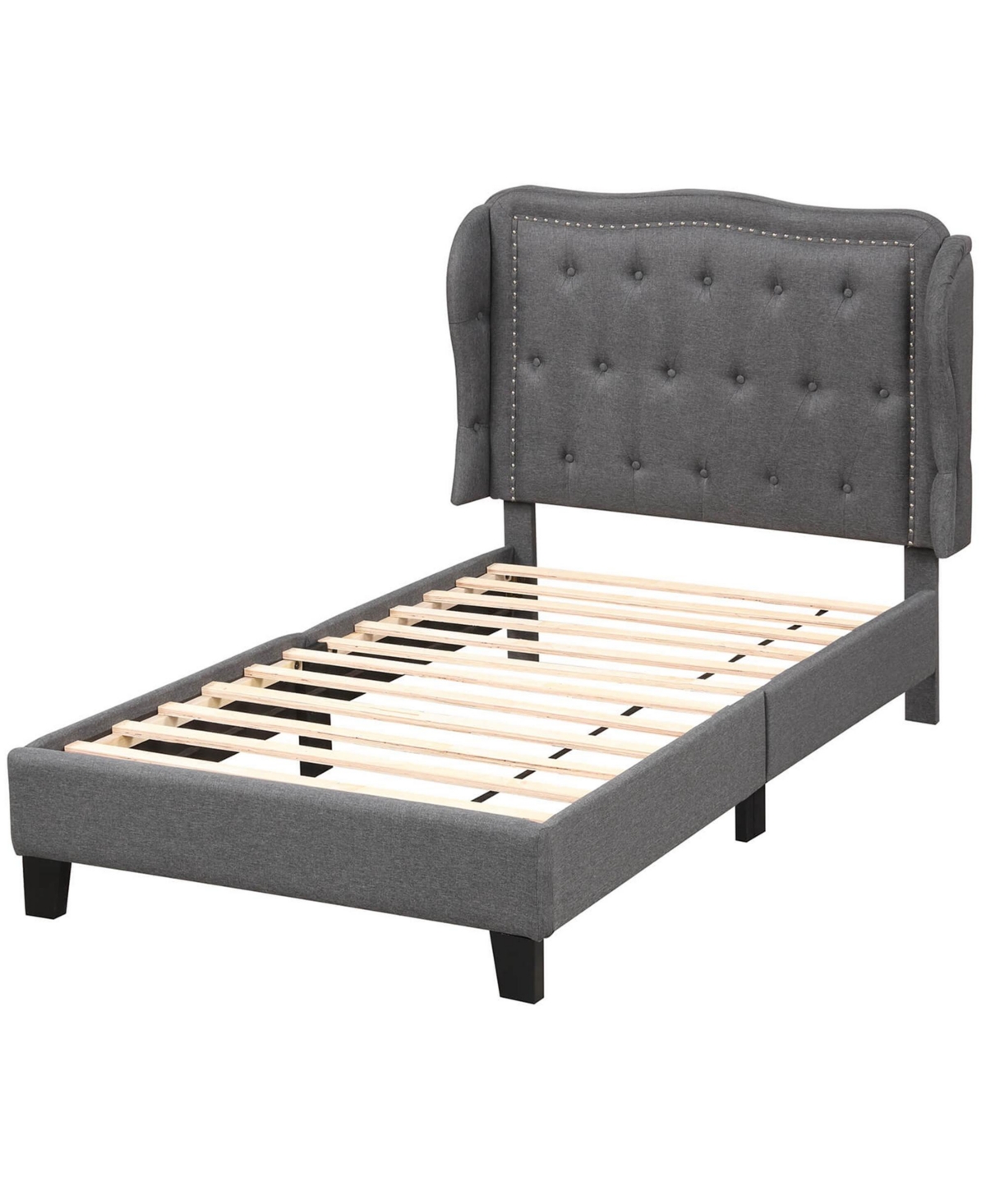 Click here for Twin Size Bed Frame with Button Tufted Wingback He... prices