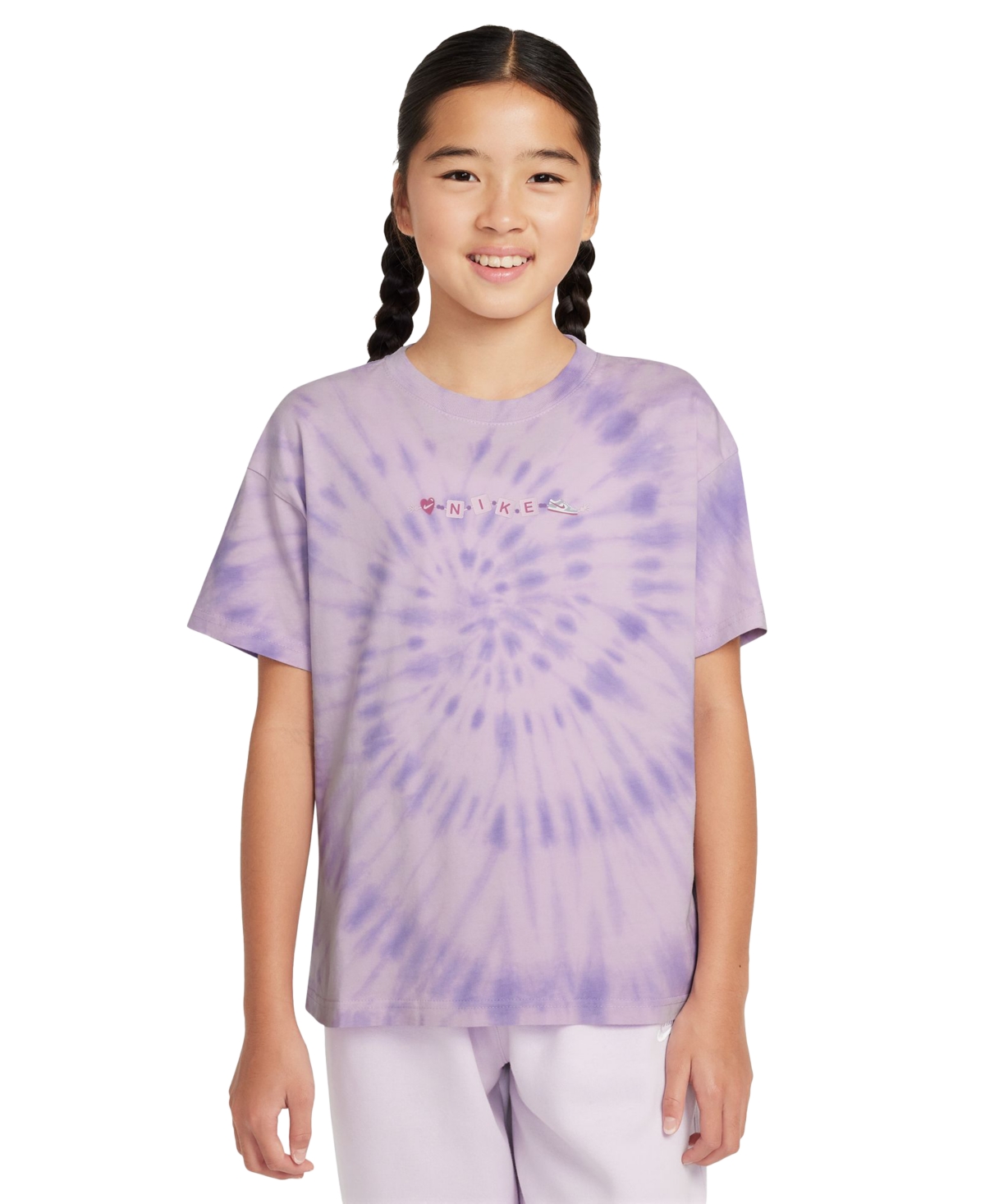 Click here for Nike Big Girls Sportswear Tie-Dyed Crewneck T-Shir... prices